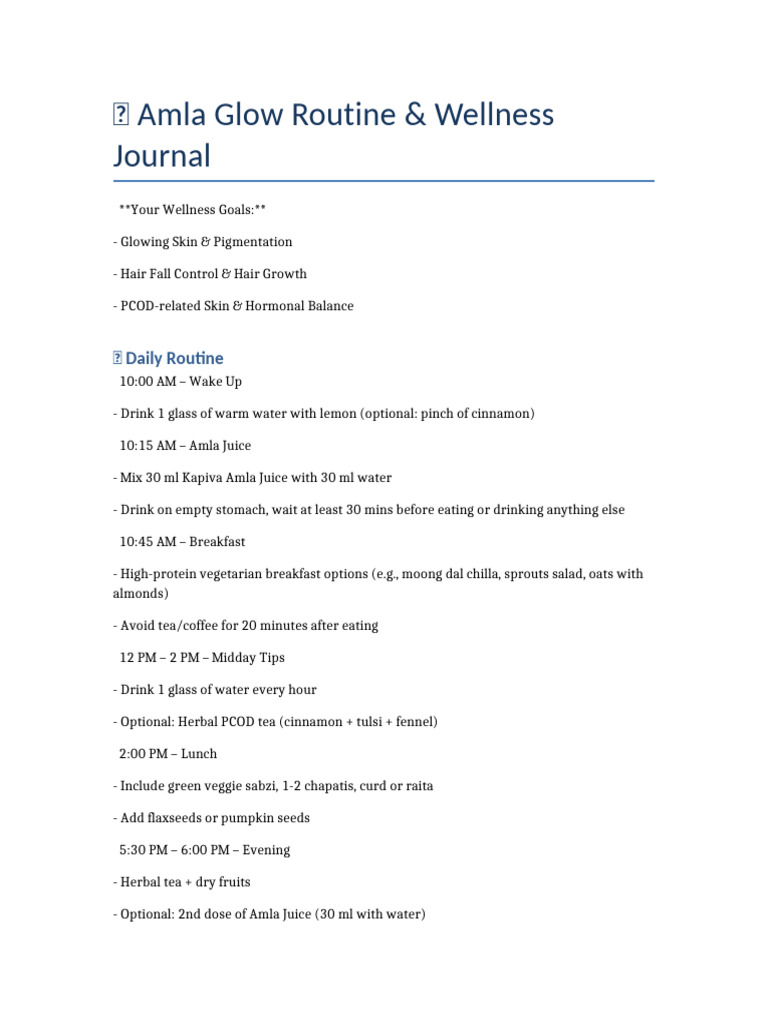 Amla Glow Health Journal | PDF