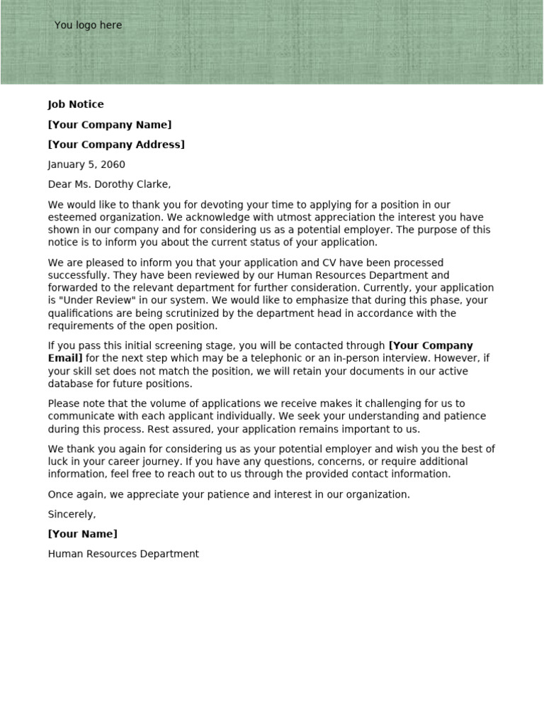 Job Application Status Update | PDF