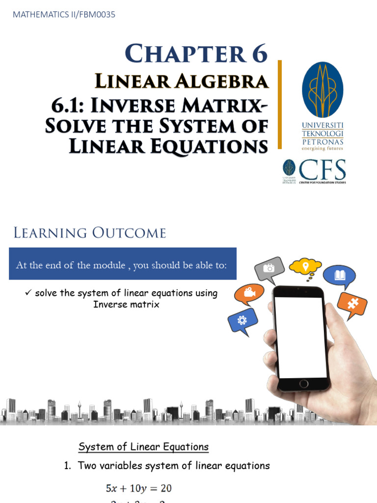 6.1 - Inverse Matrix-Solve The System of Linear Equations | PDF