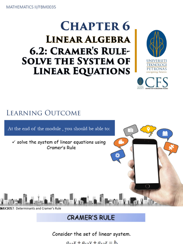 6.2-Cramers Rule-Solve The System of Linear Equations | PDF