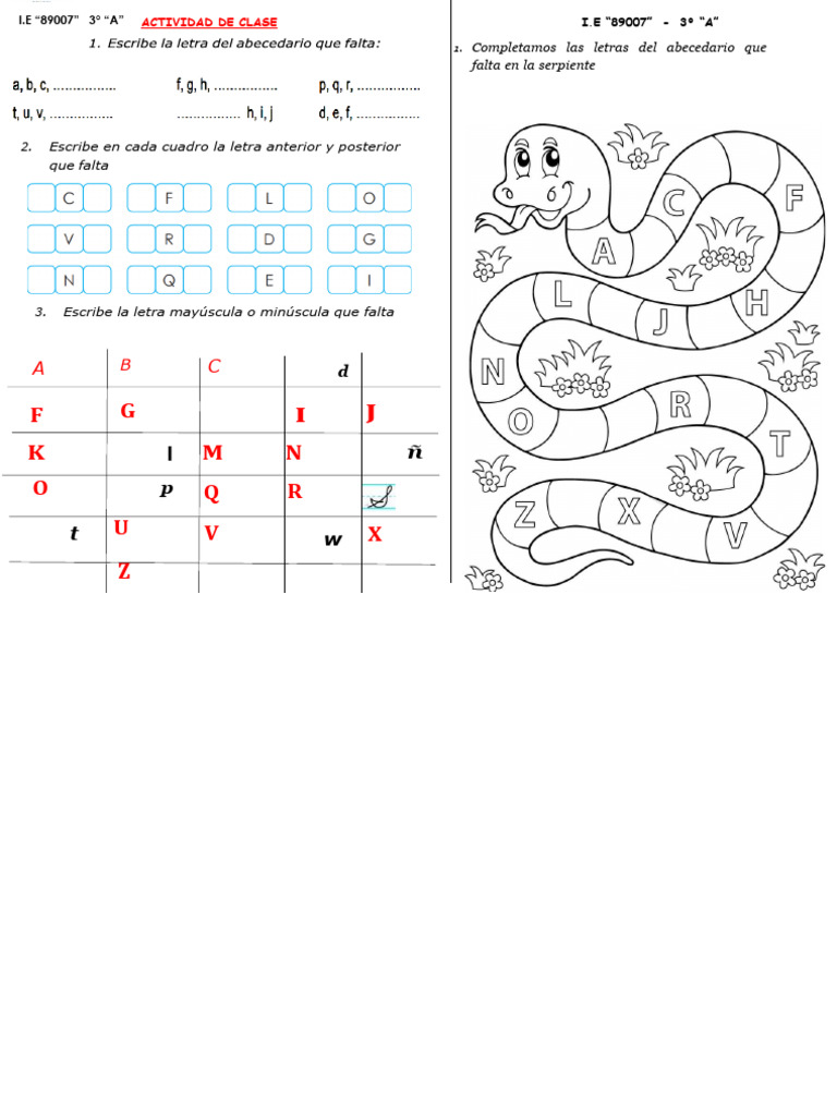 Abecedario para Tercer Grado | PDF