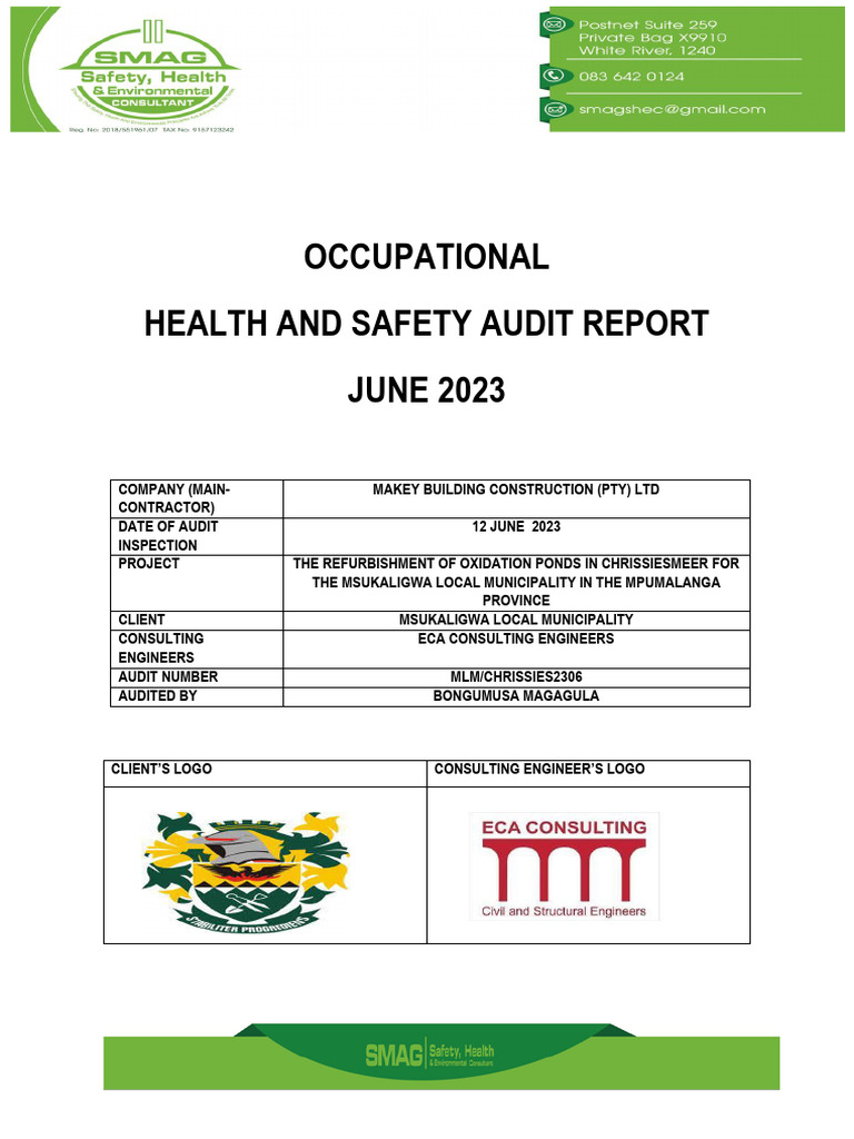 Ohs Monthly Report For The Refurbishment of Oxidation Ponds at ...