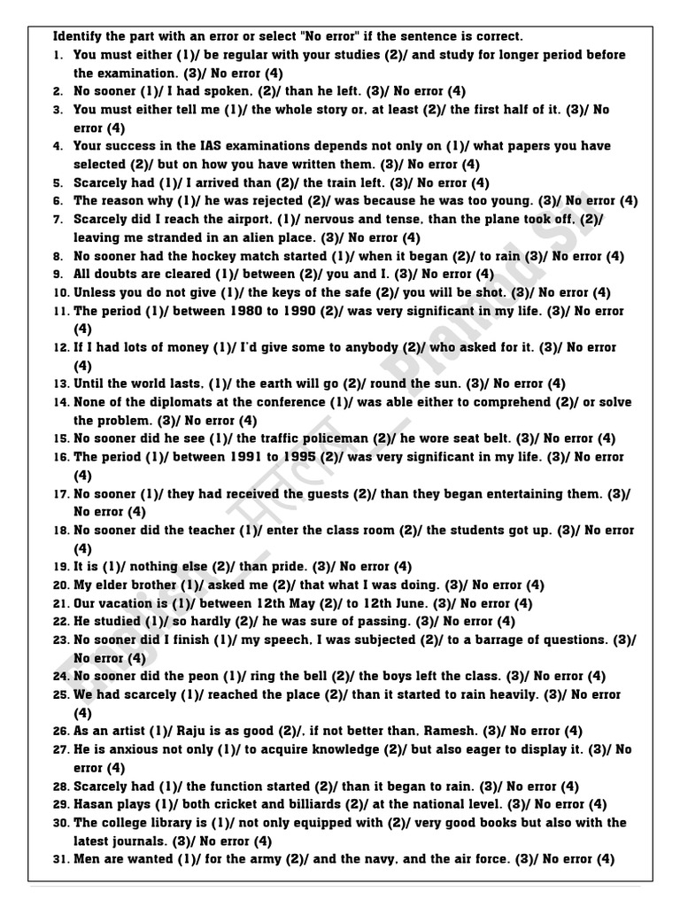 Conjunctions (1) Error Detection | PDF