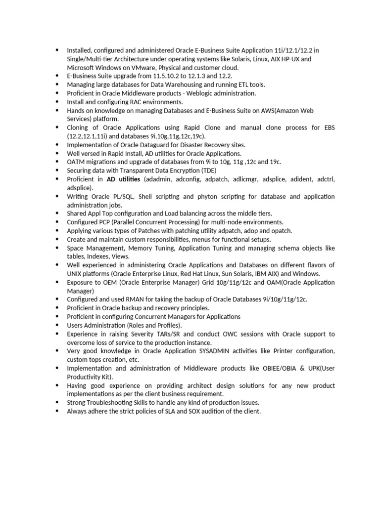 Roles Responsibilities | PDF | Databases | Oracle Corporation