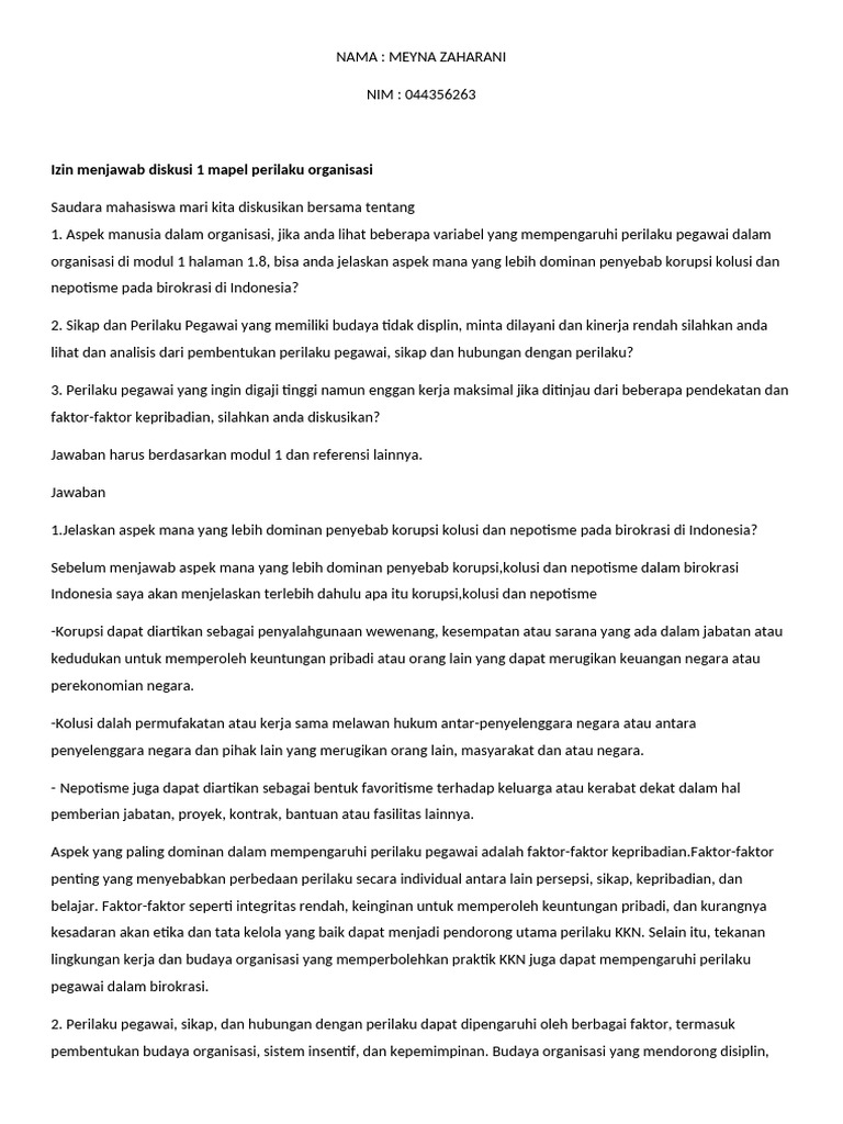 Analisis Perilaku Pegawai dan KKN | PDF