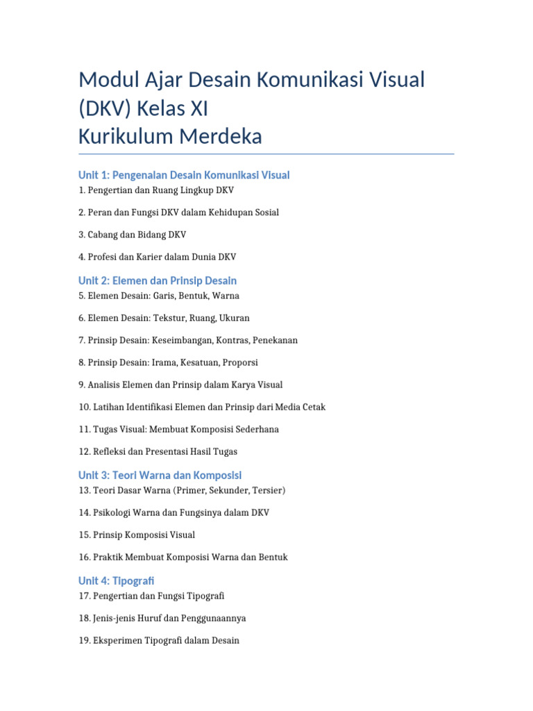 Modul Ajar DKV Kelas XI Kurikulum Merdeka | PDF