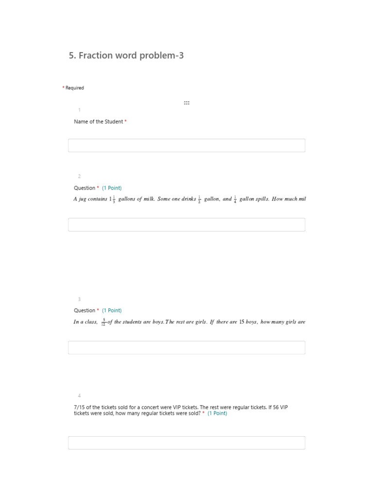 Fraction Word Problem-3 | PDF