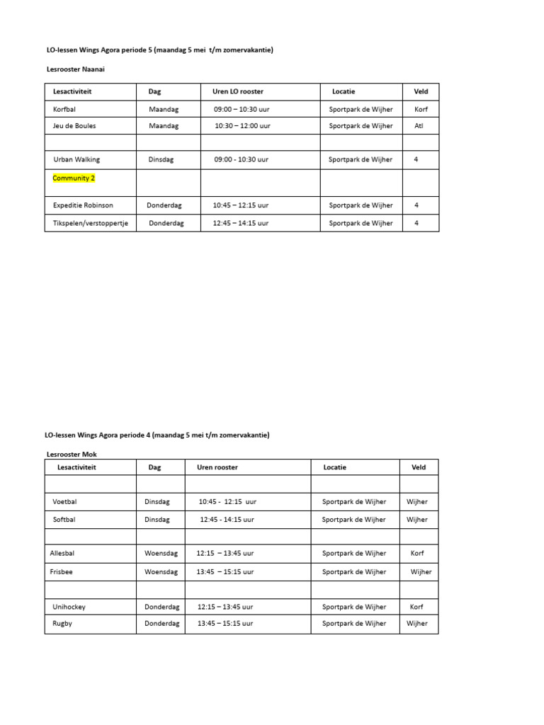 LO Lessen Wings Agora Periode 5 DEFINITIEF | PDF