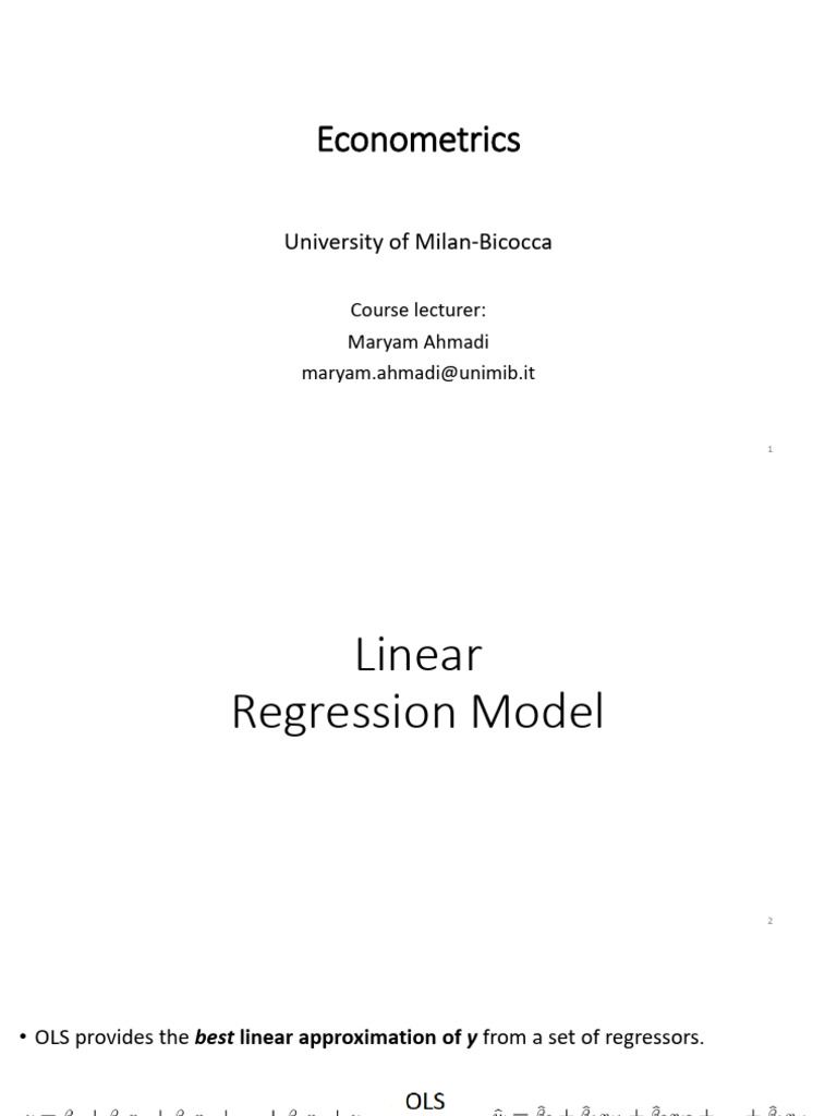 5 Econometrics LinearRegressionModel | PDF | Ordinary Least Squares | Coefficient Of Determination