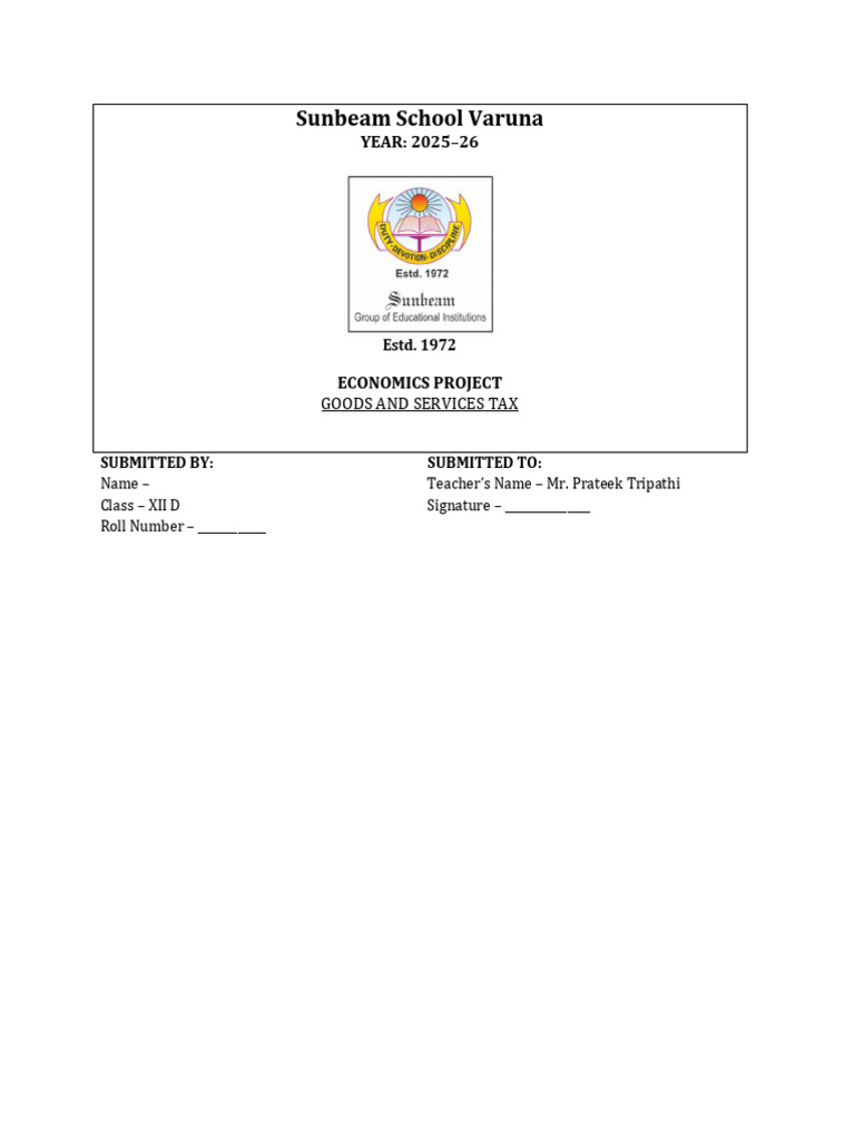 Title Page GST Project Arnav | PDF