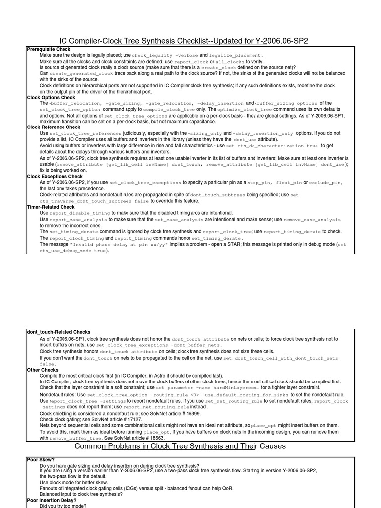 A Comprehensive Guide to Best Practices and Common Issues in IC Compiler Clock Tree Synthesis ...