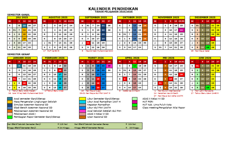 Kalender Pendidikan 2025/2026 | PDF