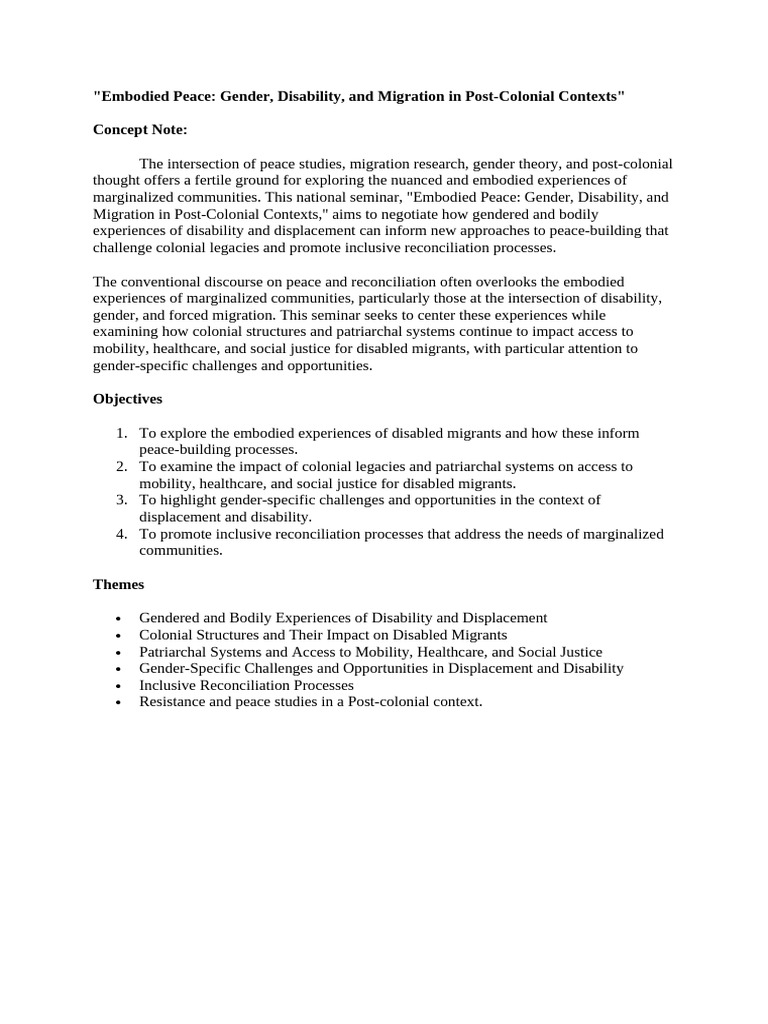 Gender, Disability, and Migration in Peace | PDF