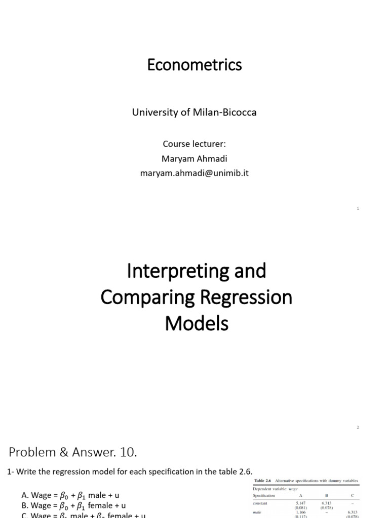 11 - Econometrics - Linear Regression | PDF | Linear Regression | Regression Analysis