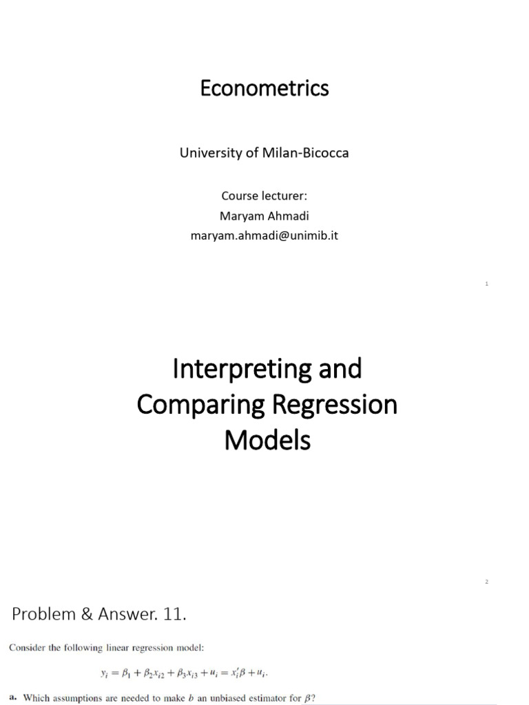 12-Econometrics-Linear Regression | PDF | Linear Regression | Regression Analysis