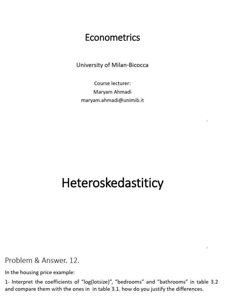 13-Econometrics-Linear Regression | PDF | Ordinary Least Squares | Errors And Residuals
