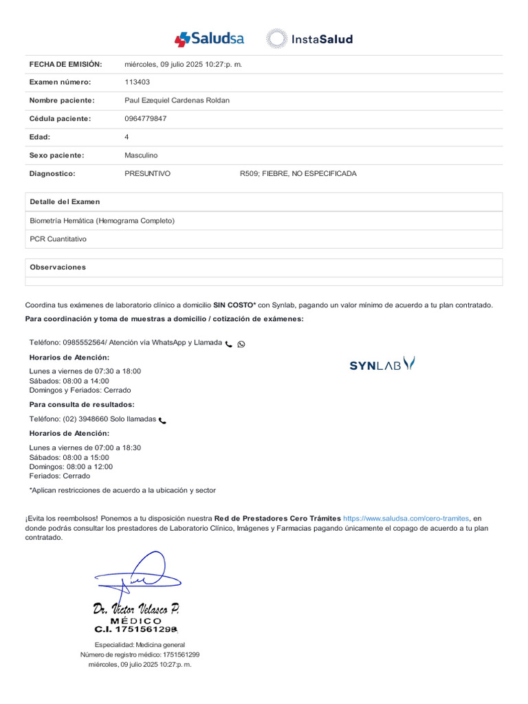 Pedido Laboratorio 113403 Cardenas Roldan | PDF