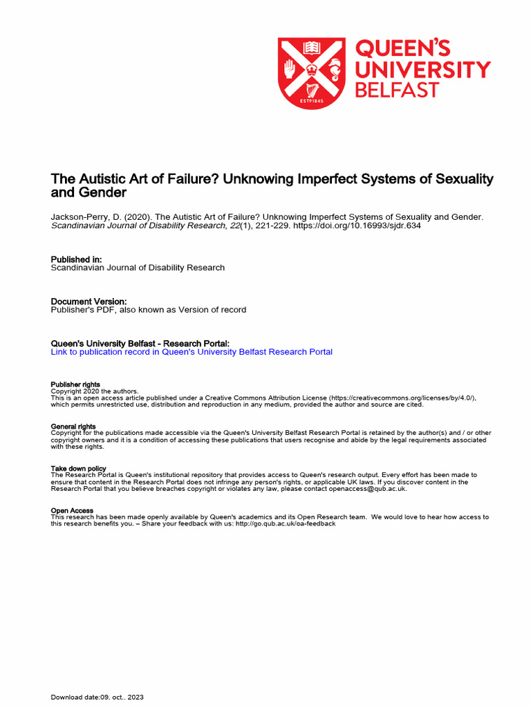 Jackson-Perry, Autistic Art of Failure 2020 | PDF | Autism | Gender