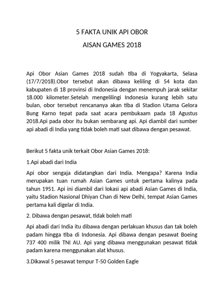 5 Fakta Unik API Obor | PDF
