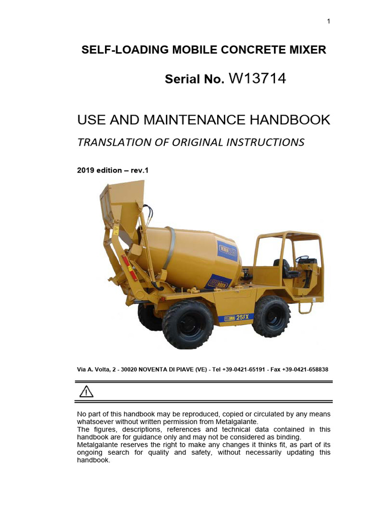 Use and Maintenance Handbook CARMIX 25FX-2019-Rev1 | PDF | Vehicles ...