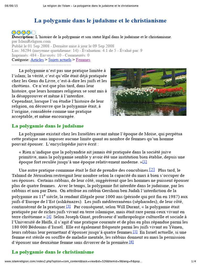 La Polygamie Dans Le Judaïsme Et Le Christianisme | PDF
