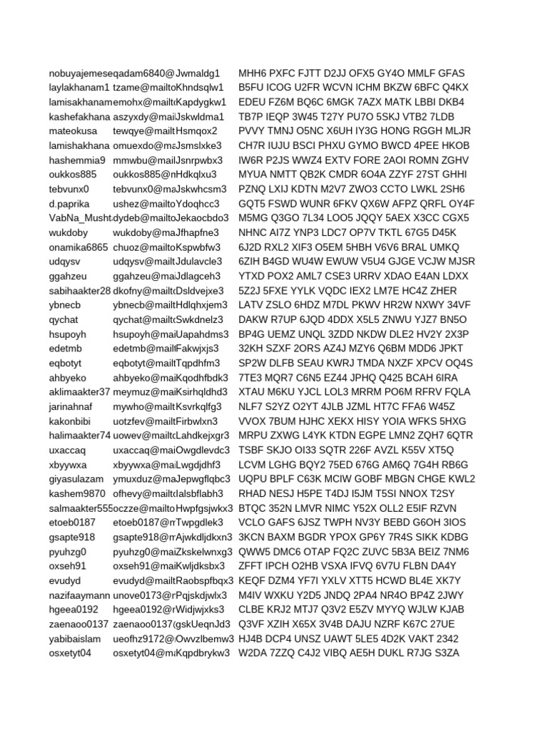 Email Addresses and Codes List | PDF