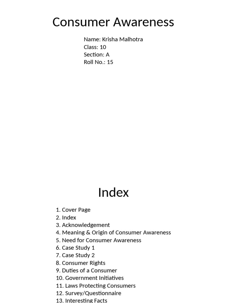 Consumer Awareness Project | PDF