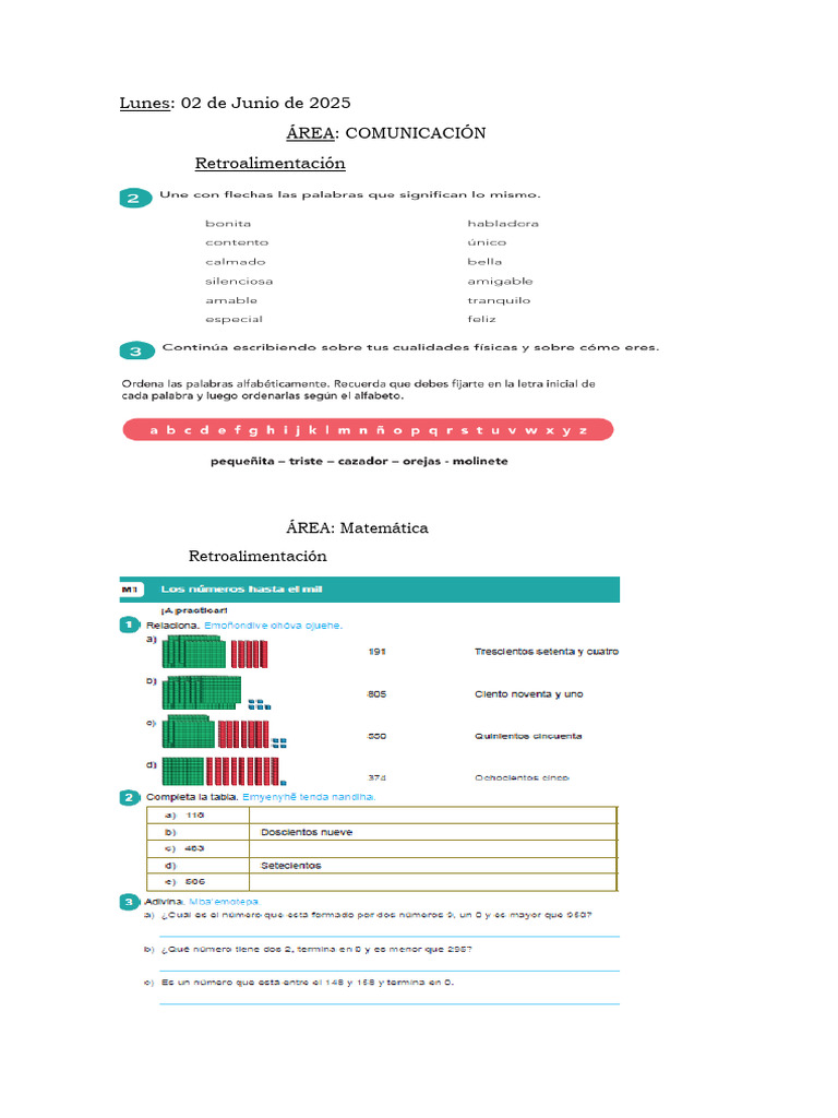 RETROALIMENTACIÓN 2do Grado | PDF