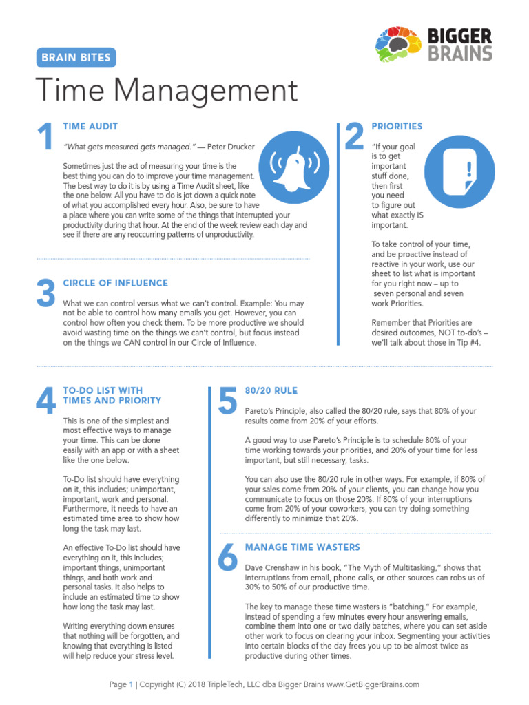 Brain Bites - Time Management Handout | PDF