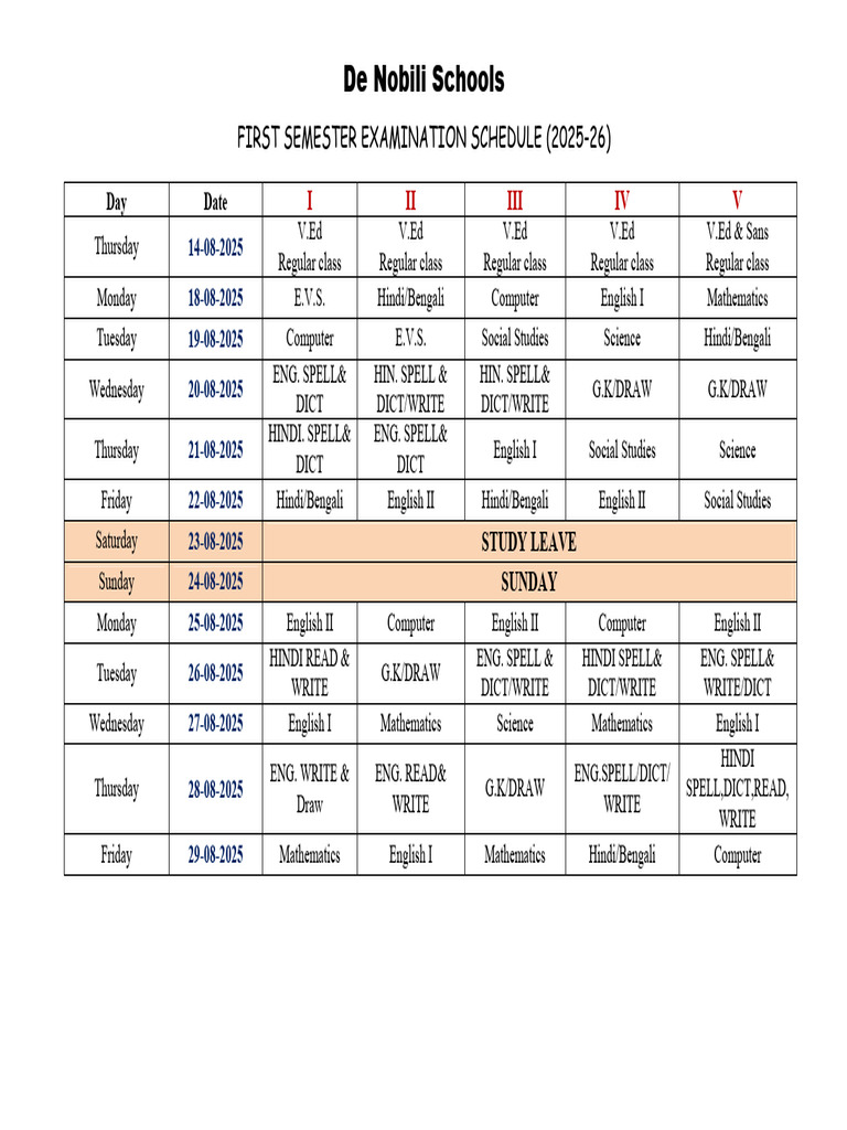 Time Table (First Semester) 2025-26 (2) DNS Ctps | PDF