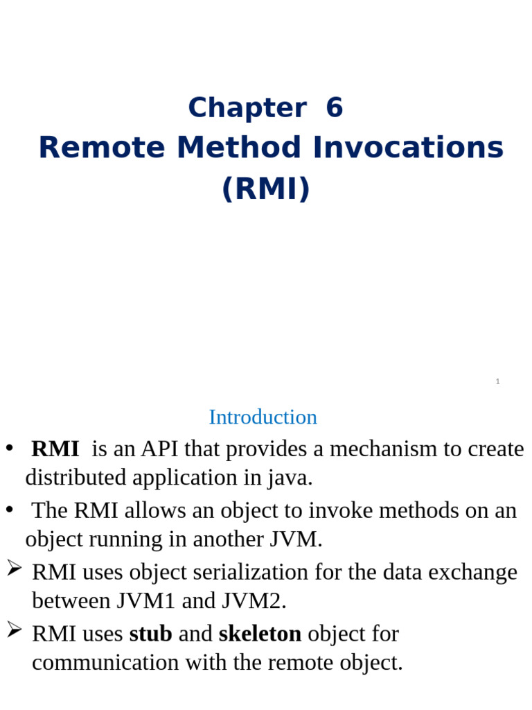 Chapter 5 Remote Method Invocation Print 073831-1 | PDF | Class (Computer Programming ...