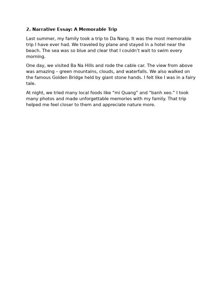 Narrative Essay: A Memorable Trip | PDF