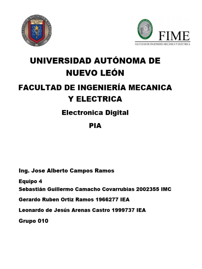 PIA Electronica Digital Equipo 4 | PDF | Electrónica | Puerta lógica
