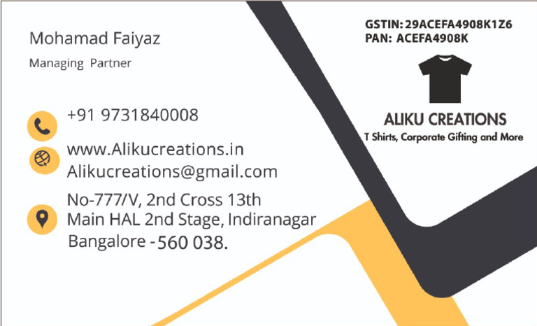 Aliku Creations Visiting Card | PDF
