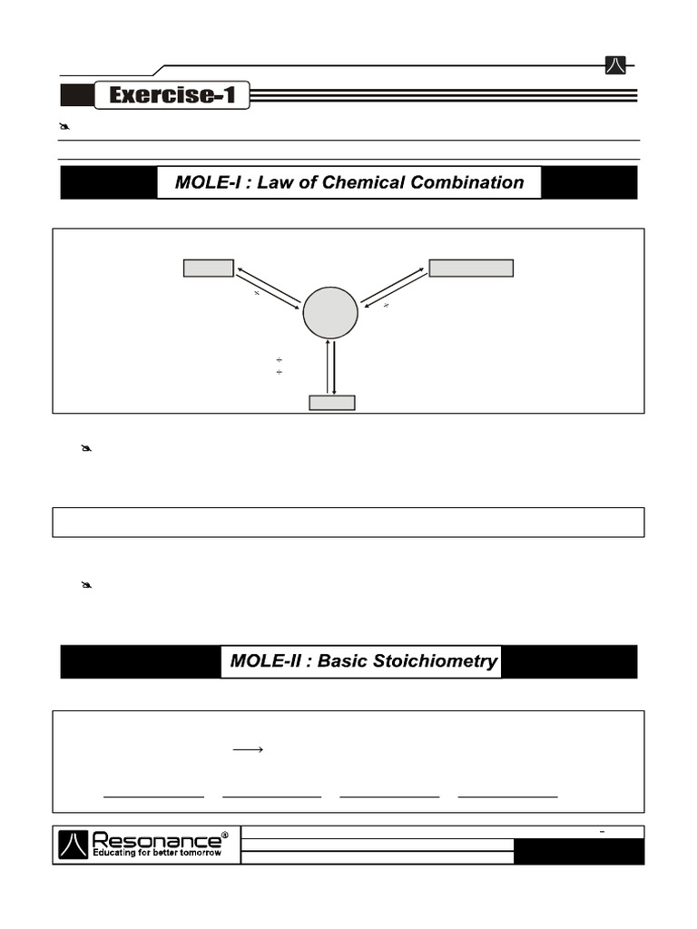 Mole Concept Exersice | PDF | Mole (Unit) | Mass Concentration (Chemistry)
