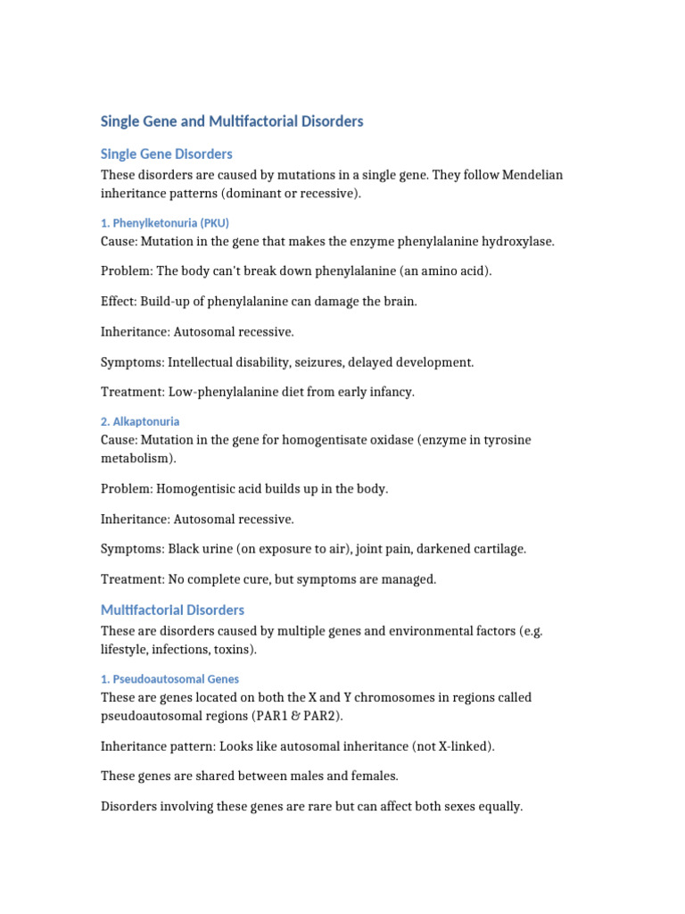 Multifactorial Genetic Disorders Overview | PDF | Genetic Disorder ...