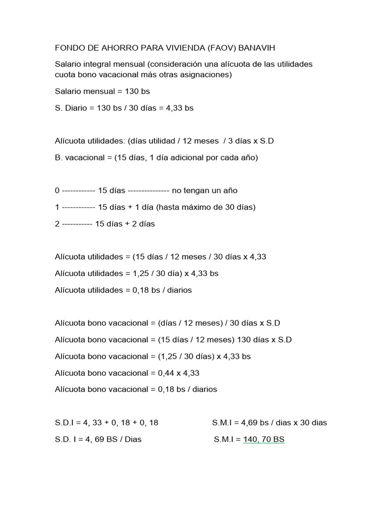 FAOV | PDF | Multa (pena) | Salario