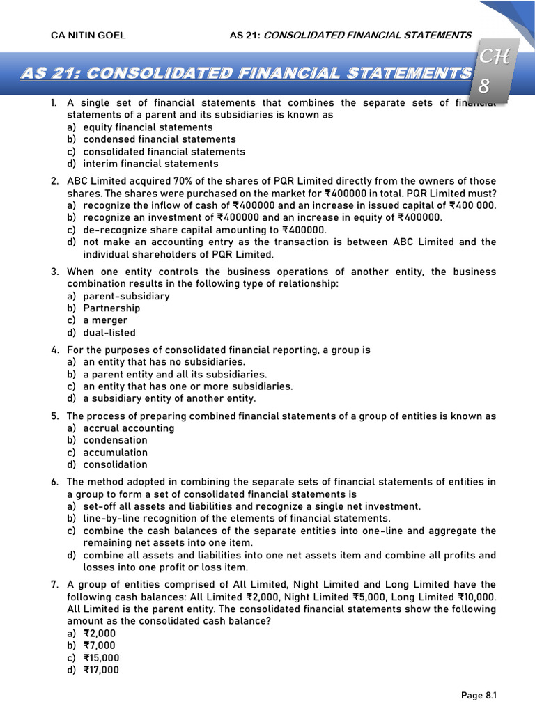 AS 21: Consolidated Financial Statements | PDF | Balance Sheet ...