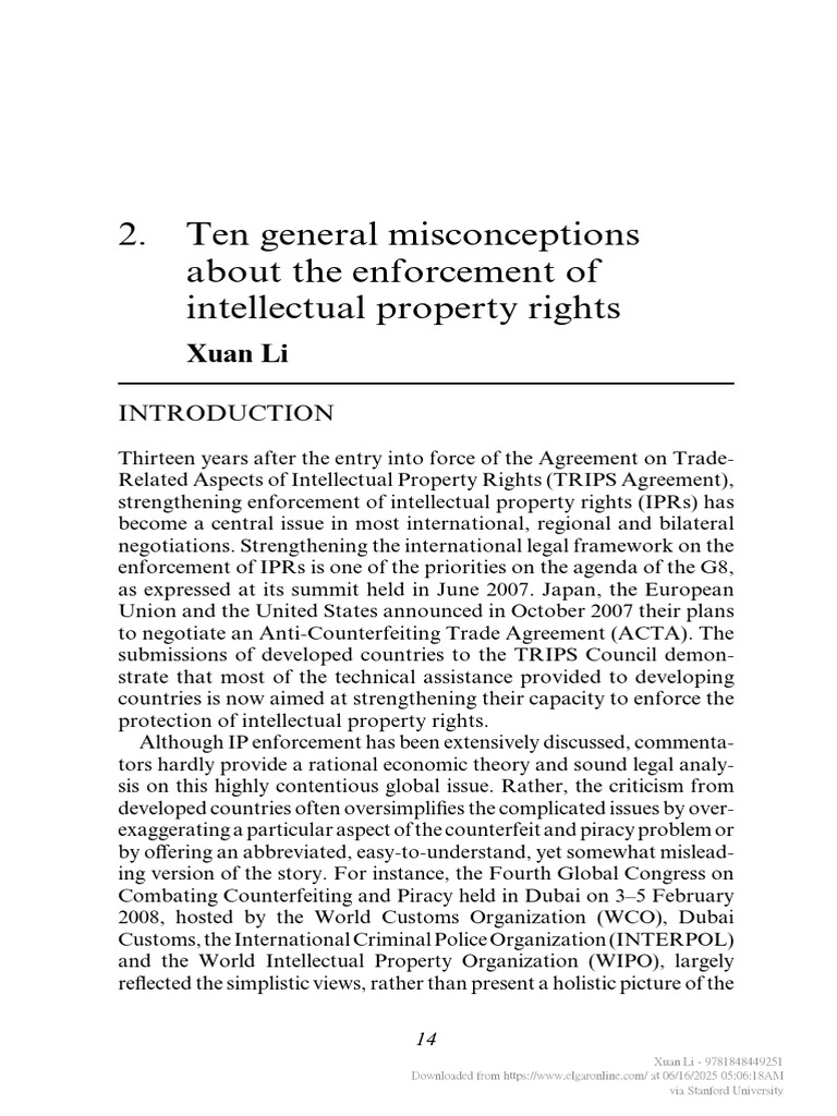 Ten General Misconceptions About The Enforcement of Intellectual ...