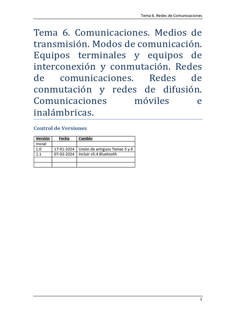 Tema 6. Comunicaciones y Redes de Comunicacion v1.1 | PDF | Topología de la red | Multiplexación ...