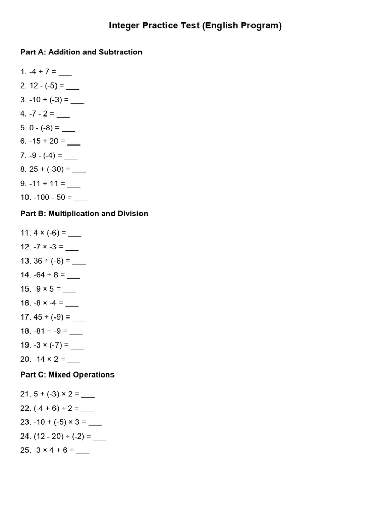 Integer Practice Test EP | PDF