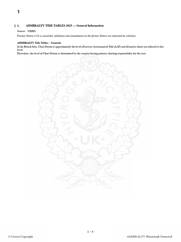 Admiralty Tide Tables 2025 Overview | PDF