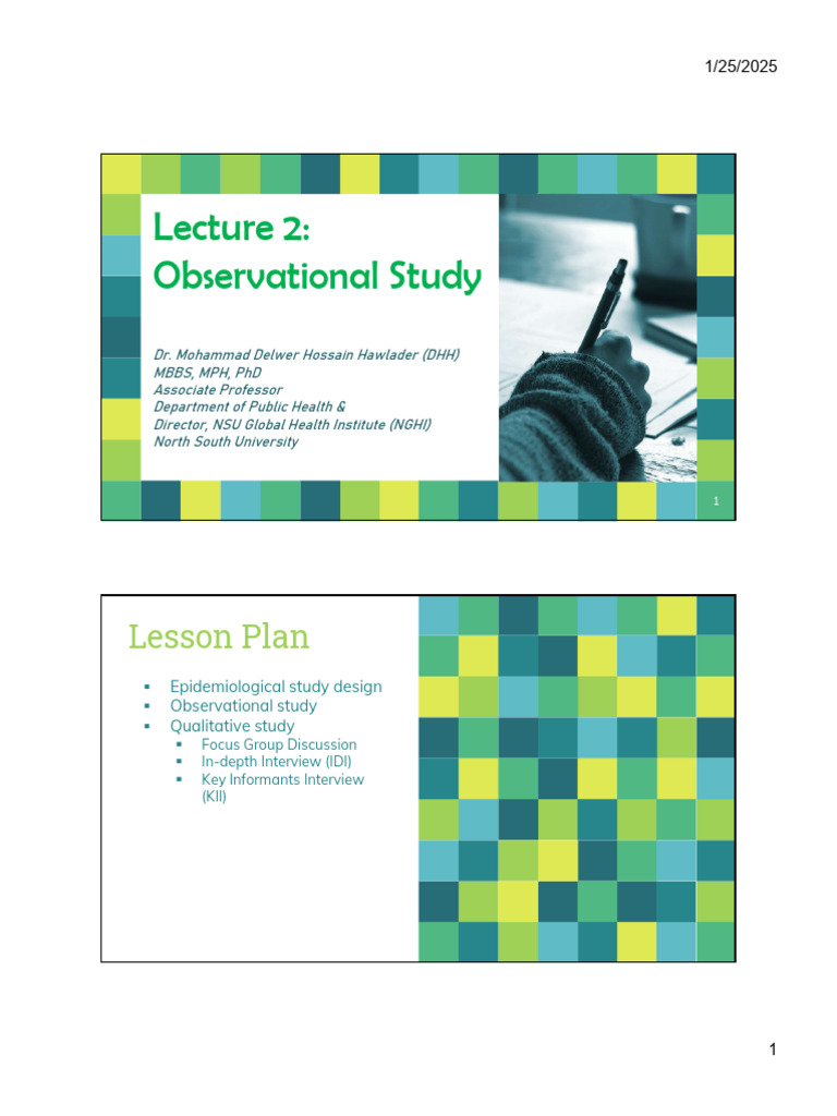 Lecture 2 - Observational Study - DHH | PDF | Focus Group | Interview