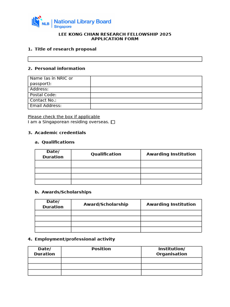 LKCRF Application Form 2025 | PDF