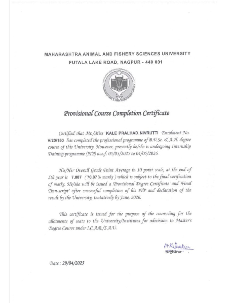 Degree Certificate | PDF