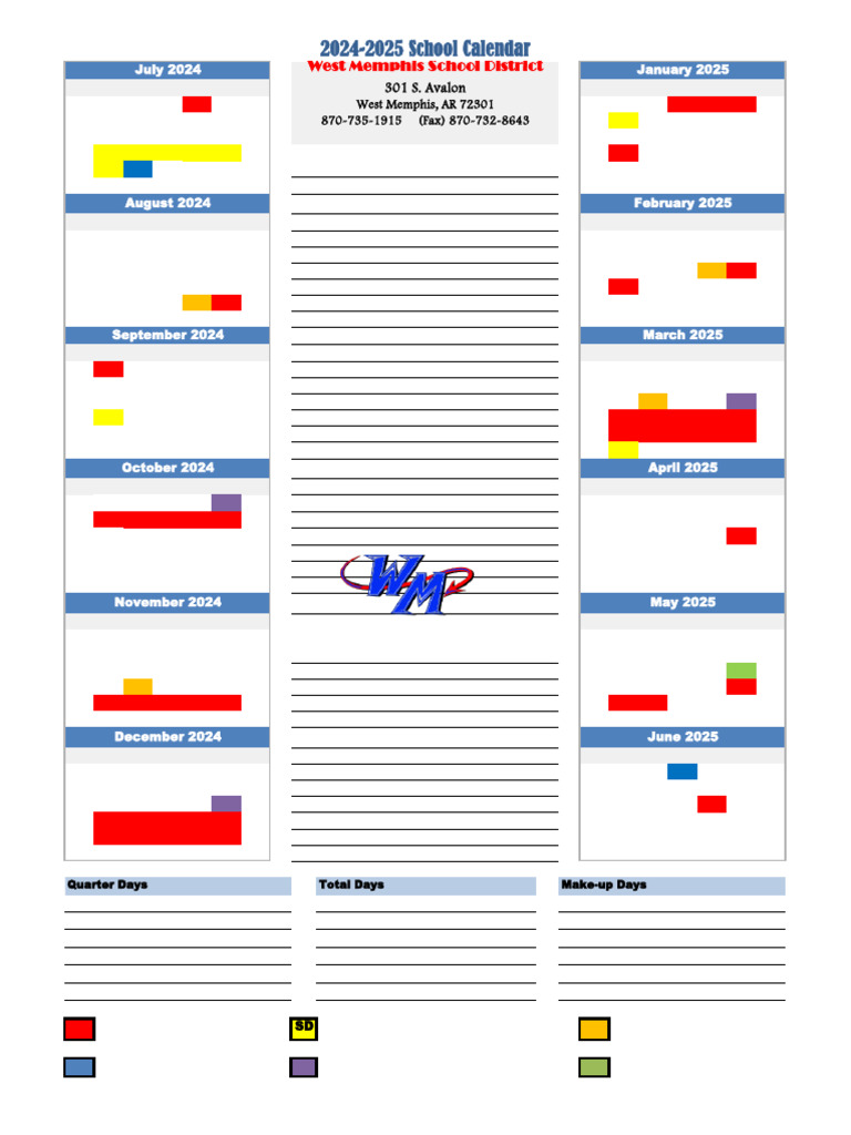 2024-2025 WMSD Year Round Calendar | PDF | Public Holiday ...