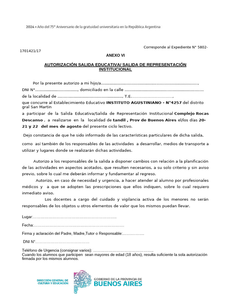 ANEXO VI y VII - TANDIL 25 | PDF