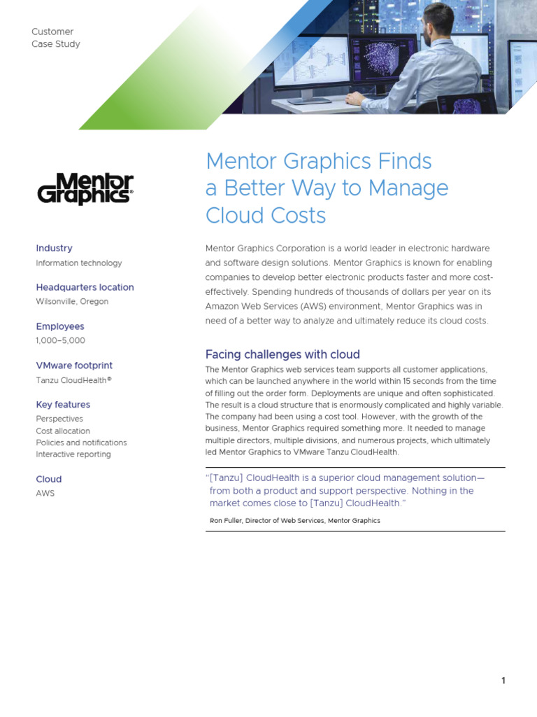 Mentor Graphics Optimizes Cloud Costs | PDF | Cloud Computing | Amazon ...