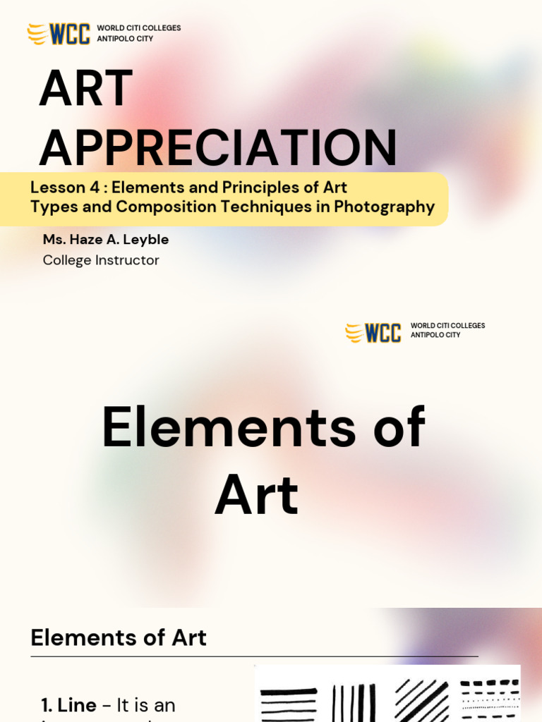 Lesson 4 Elements and Principles of Art Types and Composition Techniques in Photography | PDF ...