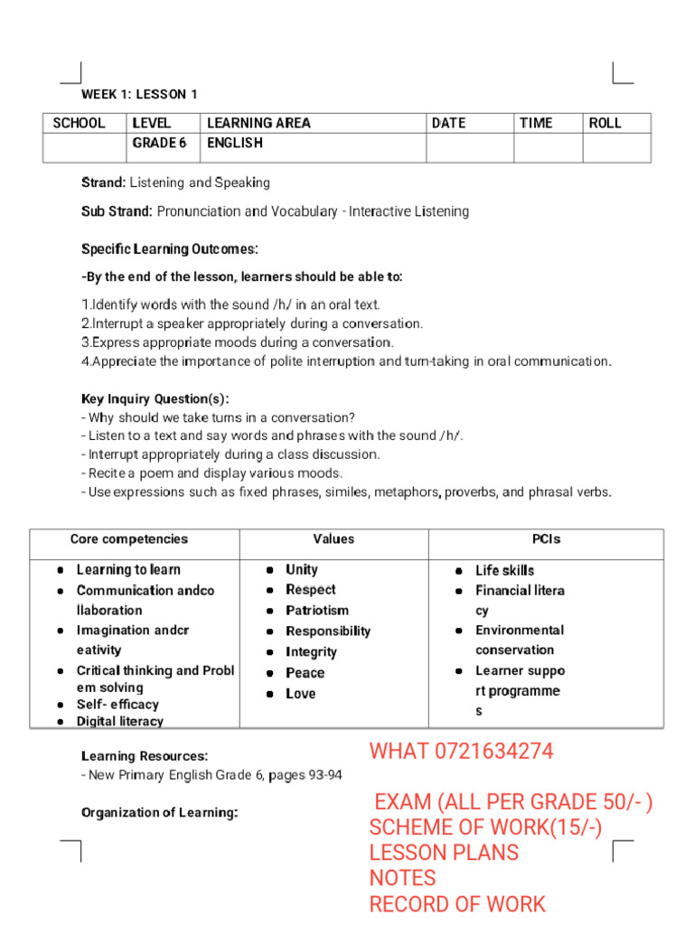 Grade 6 English Lesson Plans Term 3 Rationalized Phoenix (3) 0 Sign | PDF